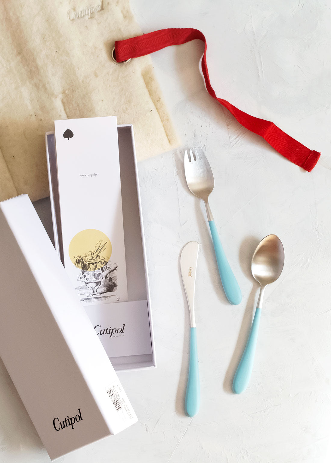 Cutipol Alice Flatware 3pc Set, Turquoise/Brushed Steel – Minzuu