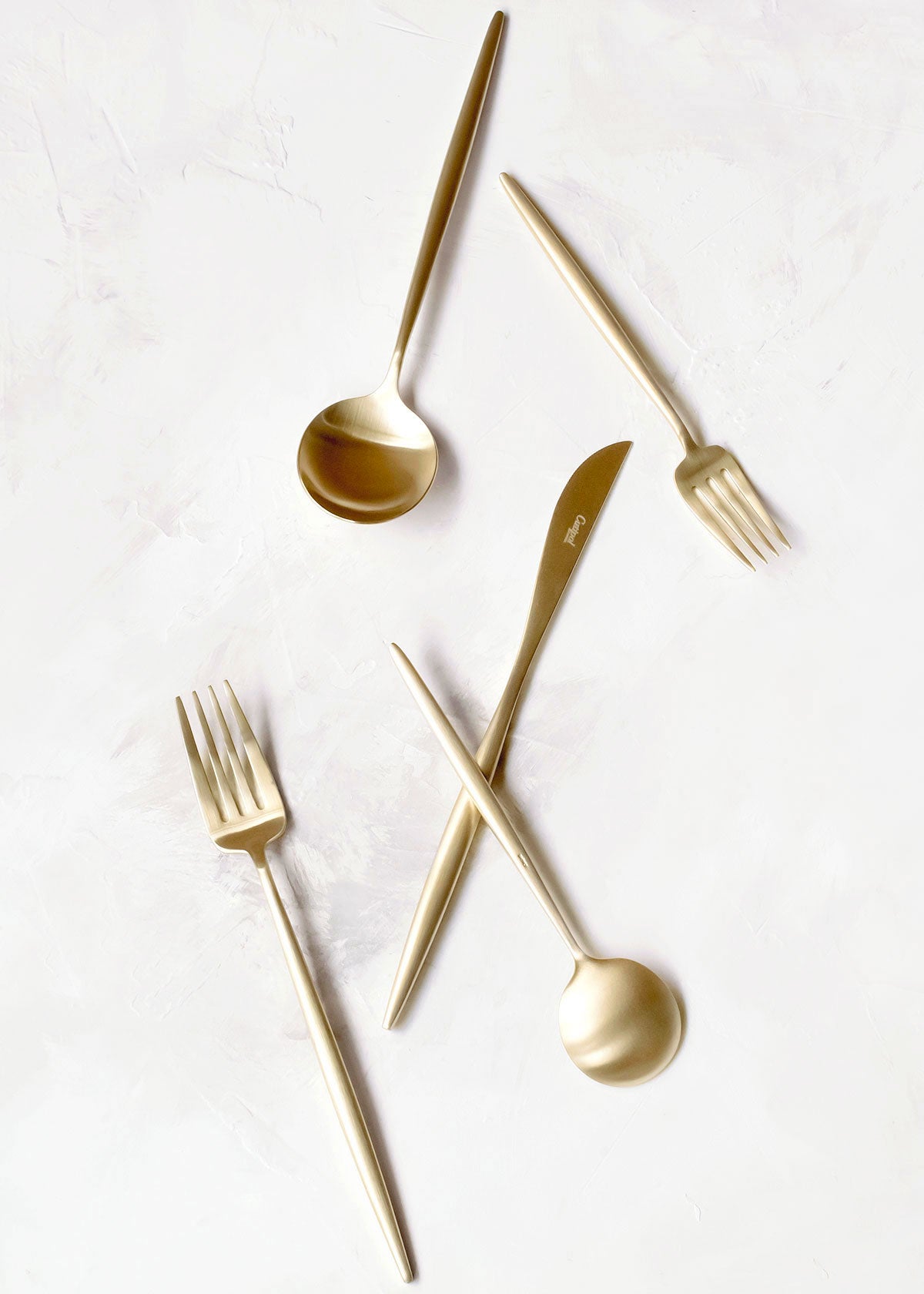 Cutipol Moon Flatware 5pc Set, Brushed Champagne – Minzuu